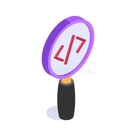 A Magnifying Glass With Code Symbols Denoting Code Search Isometric