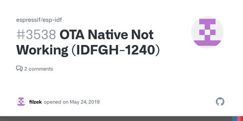 Ota Native Not Working Idfgh 1240 · Issue 3538 · Espressifesp Idf · Github