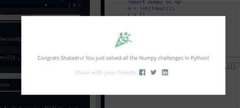 Shatadru Banerjee On Linkedin Pythonprogramming Pythonfordatascience Hackerrank Numpy