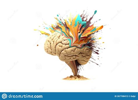 Creativity Concept With A Brain Exploding With Colorful Ideas On A