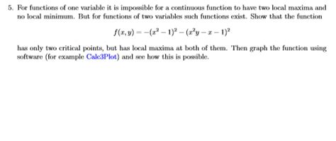 Solved 5 For Functions Of One Variable It Is Impossible For