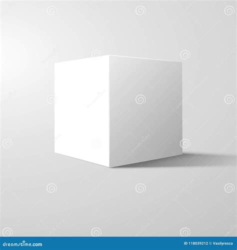 White Box Cube Isolated On White Background Blank Empty Package 3d Design Gray Shadow Stock