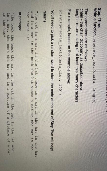 solved your markov chain text generator hint take these