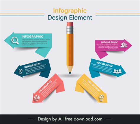 Infographic Design Elements 3d Arrows Tabs Pencils Vectors Images Graphic Art Designs In
