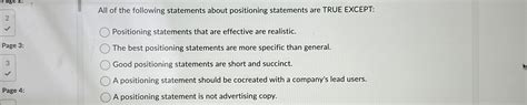 Solved All Of The Following Statements About Positioning