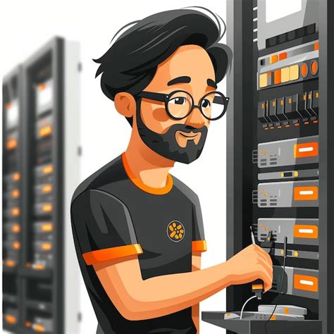 Data Scientist Uxui Designer In A Server Room Illustrated Flat Minimal Design Premium Ai