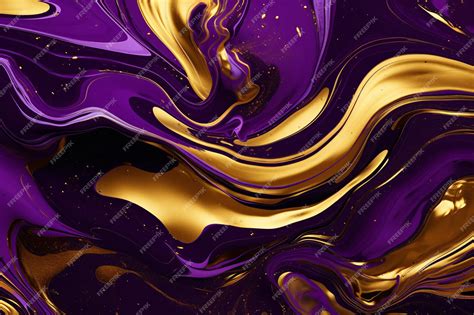 황금과 보라색 액체 대리석 텍스처의 추상적 인 흐름 고급 대리석 직물 배경 우아한 대리석 배경 대리석 인공지능 생성 프리미엄 사진