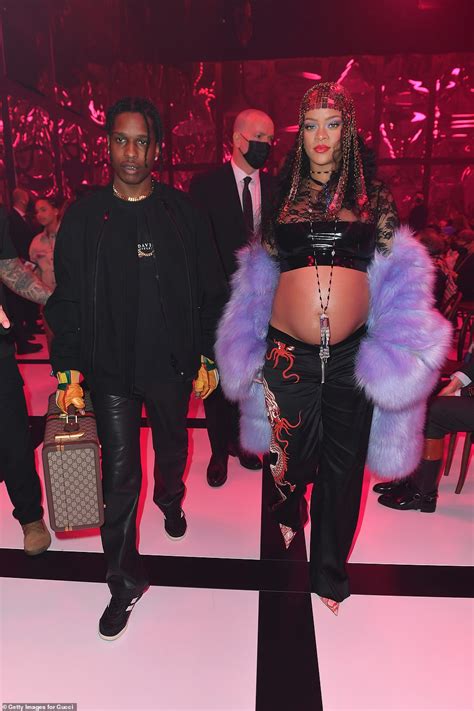 Pregnant Rihanna Continues To Push Maternity Style At Gucci Milan Fashion Week Show With Aap