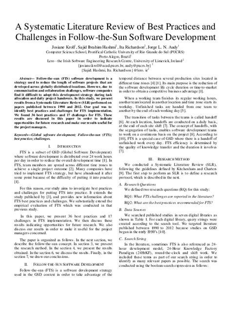 Pdf A Systematic Literature Review Of Best Practices And Challenges In Follow The Sun Software