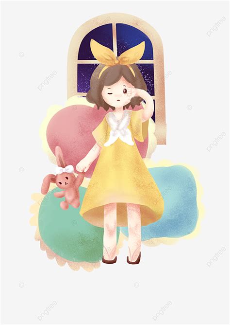 세계 잠자는 일러스트 하루 그림 서 자고 자고있는 어린 소녀 소녀 자고 그림을 Png 일러스트 및 Psd 이미지 무료