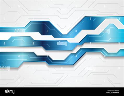 Blue And Grey Abstract Technology Futuristic Background With Circuit Board Lines Vector Design