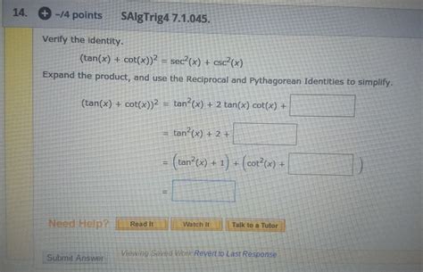 solved 14 14 points salgtrig4 7 1 045 verify the