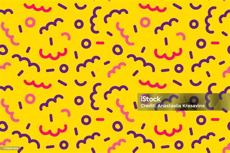 색깔이 있는 추상적인 구불구불한 낙서가 있는 매끄러운 패턴 기본 모양으로 디자인하십시오 간단한 밝은 유치한 컬러 낙서 벽지 인쇄 간단한 파티 색종이 조각 0명에 대한 스톡