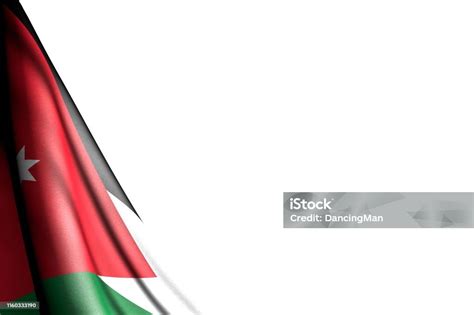 좋은 어떤 잔치 플래그 3d 그림 요르단 국기의 고립 된 사진은 대각선을 중단 텍스트 장소와 흰색에 모형 3차원 형태에 대한 스톡 사진 및 기타 이미지 Istock
