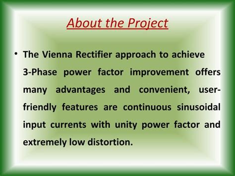 Three Phase Power Factor Improvement Using Vienna Rectifier Ppt