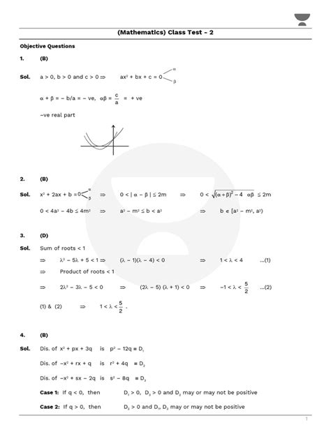 Class Test 2 Solution Pdf Mathematics Mathematical Objects
