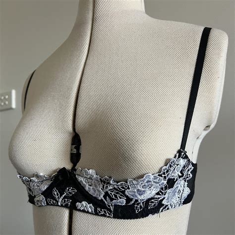 Womens Black And White Bra Depop