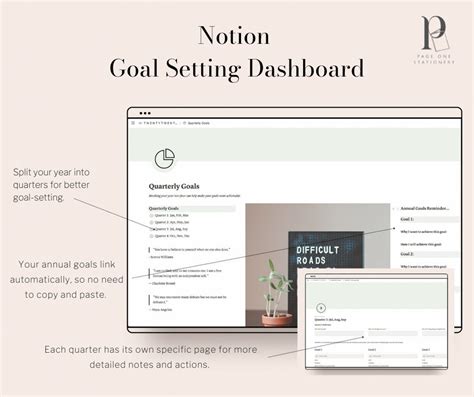 quarterly goal setting notion template goal setting notion etsy