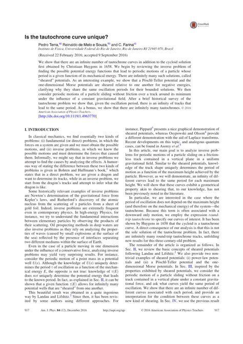 Pdf Is The Tautochrone Curve Unique