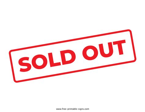 Printable Sold Out Sign Free Printable Signs