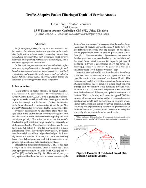 Pdf Traffic Adaptive Packet Filtering Of Denial Of Service Attacks