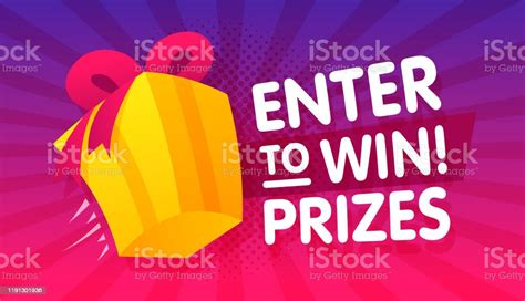 상품 선물 상자를 이기기 위해 입력합니다 만화 스타일 배너 템플릿입니다 벡터 일러스트레이션 래플에 대한 스톡 벡터 아트 및 기타 이미지 Istock