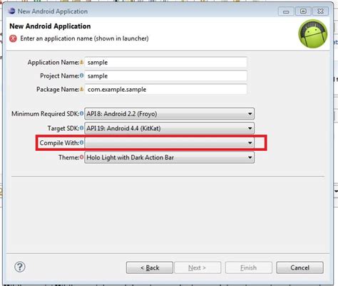 Eclipse Indigo No Compile With Option When Creating A New Android