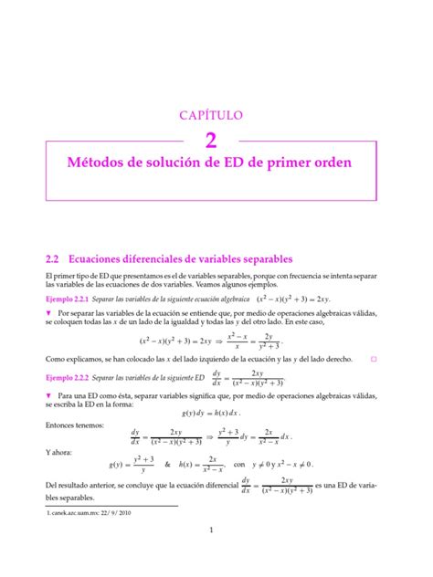 2 2 Ecuaciones Diferenciales De Variables Separables Pdf Ecuaciones Integral