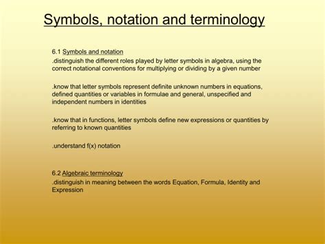 Symbols Notation And Terminology