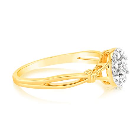 Luminesce Lab Grown 9ct Yellow Gold 9 Diamonds Ring Shiels Jewellers