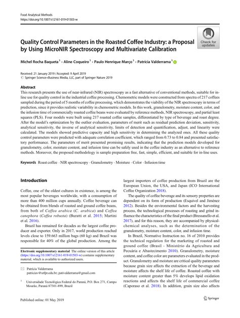 Pdf Quality Control Parameters In The Roasted Coffee Industry A Proposal By Using Micronir