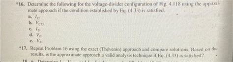 Solved Determine The Following For The Voltage Divider Chegg