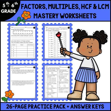 Factors Multiples Hcf And Lcm Mastery Worksheets Grade 5 6 Tpt