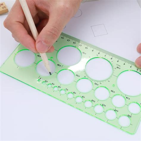 2 Pack Circle Templates Measuring Geometry Ruler Plastic Geometric Drawing