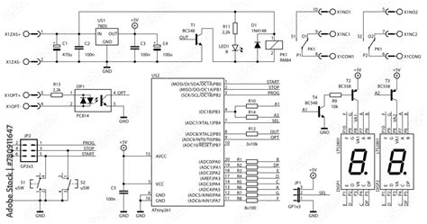 Schematic Diagram Of Electronic Device Vector Drawing Electrical