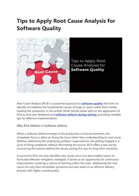 ppt tips to apply root cause analysis for software quality powerpoint