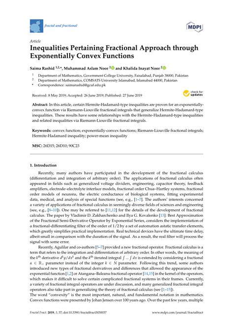 Pdf Inequalities Pertaining Fractional Approach Through Exponentially Convex Functions