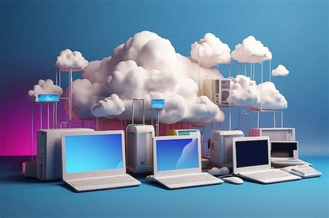 Premium Photo Concepts Cloud Computing Devices In Color Background Premium Photo Concepts Cloud Computing Devices In Color Background