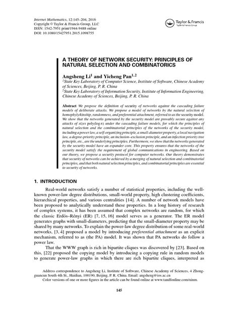 1604 A Theory Of Network Security Principles Of Natural Selection And