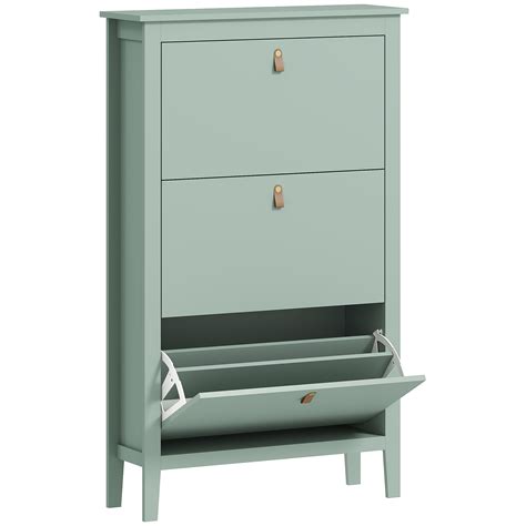 Homcom Modern Three Drawer Shoe Cabinet Green Aosom Uk