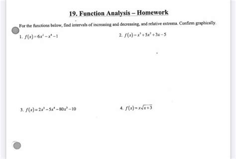 Solved 19 Function Analysis Homework For The Functions Chegg Com