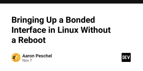 Bringing Up A Bonded Interface In Linux Without A Reboot Dev Community