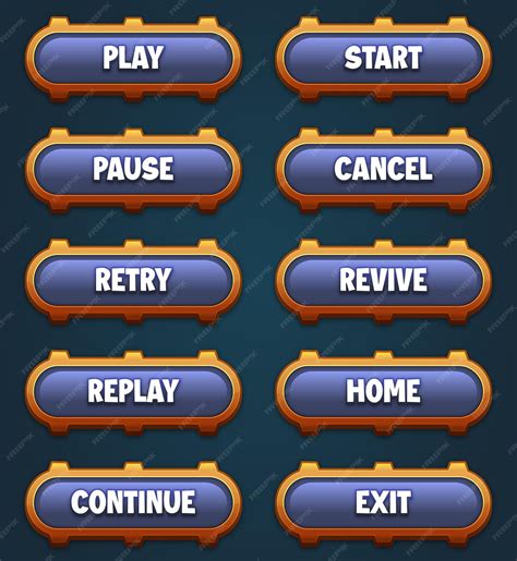 Premium Vector Game Ui Set Of Silver Buttons With Editable Text Effect Gui To Build 2d Games