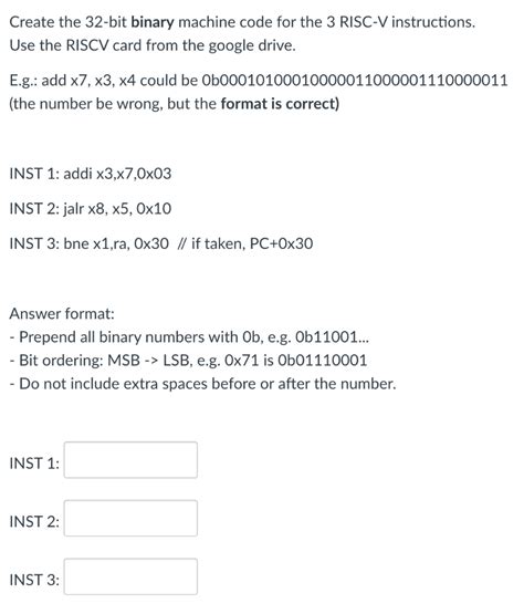 Solved Create The 32 Bit Binary Machine Code For The 3