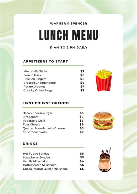 Page Free Printable Customizable Lunch Menu Templates 51 Off