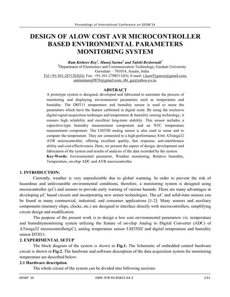 Pdf Design Of A Low Cost Avr Microcontroller Based Environmental Parameters Monitoring System