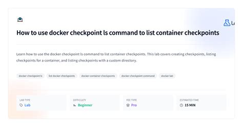 Docker Checkpoint Ls 명령 사용법 컨테이너 체크포인트 목록 확인 Labex