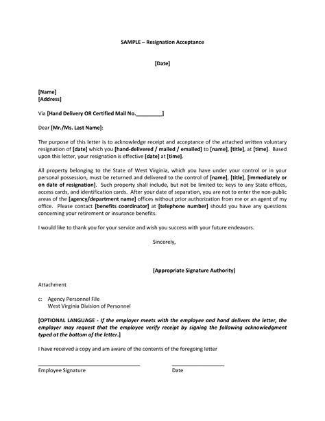 Resignation Acceptance Letter Format Create A Professional