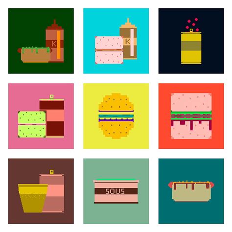 픽셀 아이콘 패스트 푸드 벡터 설정 Ai Eps Uidownload