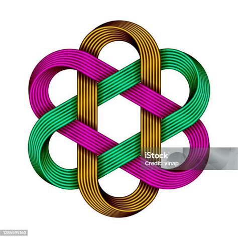 교차 된 색깔의 전선으로 만든 육각형 중국어 매듭 전통적인 고대 상징 뒤엉킴에 대한 스톡 벡터 아트 및 기타 이미지 뒤엉킴 로고 3차원 형태 Istock